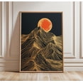 Black Gold Mountain Poster Abstract Moon Landscape Minimalist Line Art ...