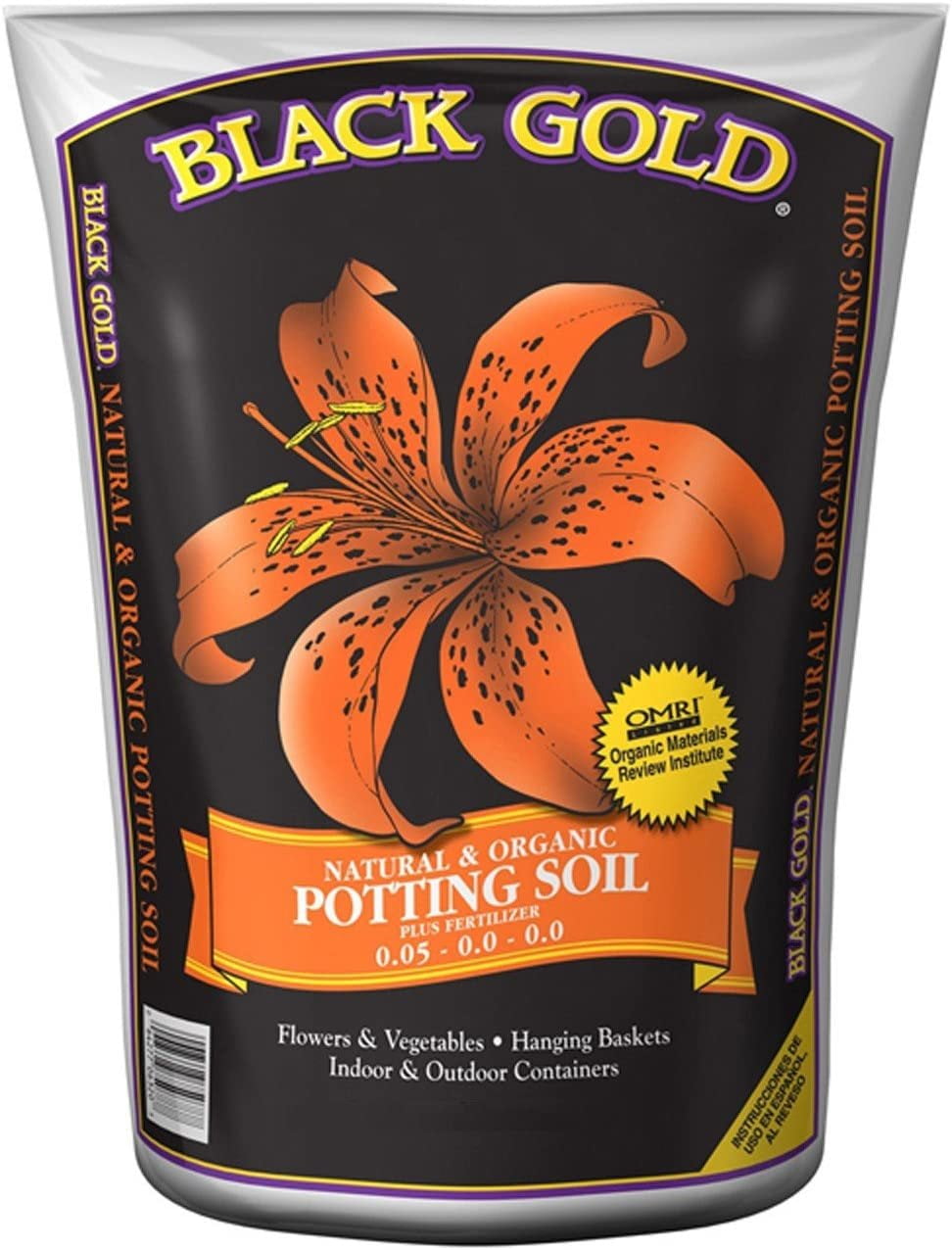 Black Gold Natural & Organic Potting Soil - Fertilizer Added - 16qt ...