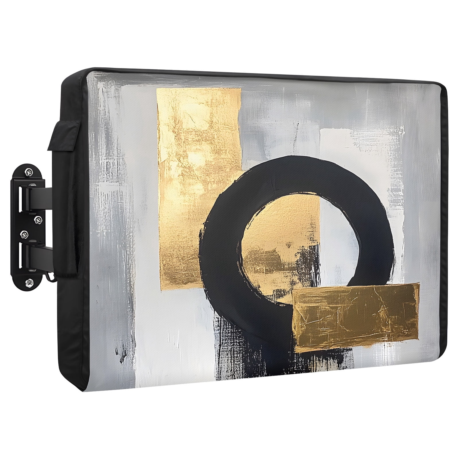 Black And Gold Outdoor TV Cover 52 to 55 Inch round Watercolor Modern ...