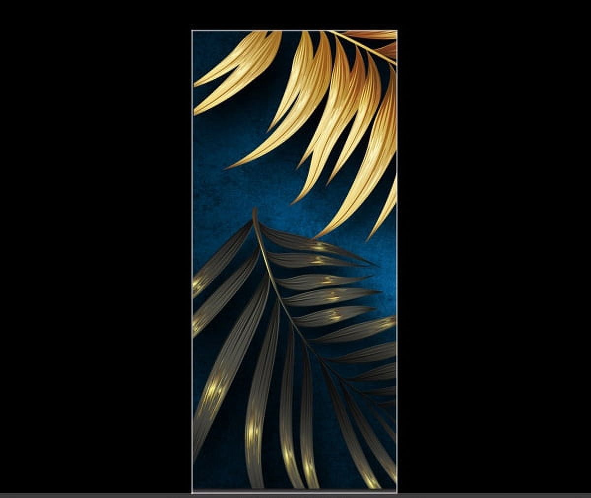 Black Gold Palm Leaf Door Sticker Mural Self-adhesive 3D Wallpapers ...