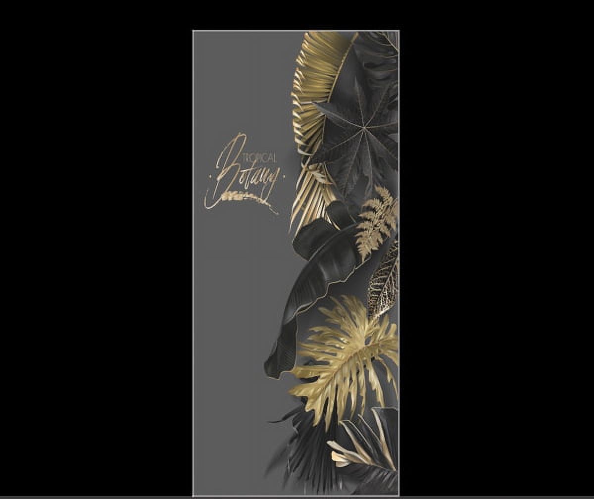 Black Gold Palm Leaf Door Sticker Mural Self-adhesive 3D Wallpapers ...