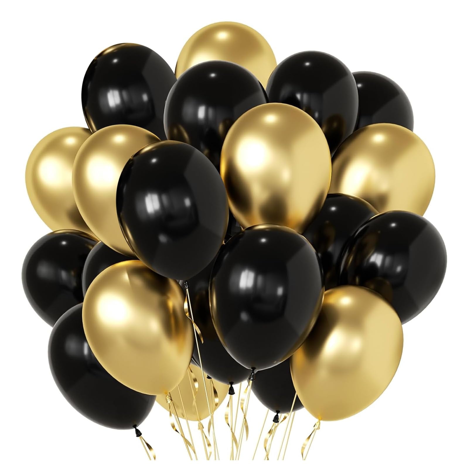 Black and Gold Party Balloons, Black Gold Latex Balloons 50pcs 12 Inch ...