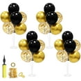 Black and Gold Party Decorations 4 Set Balloon Stand Table Centerpieces ...