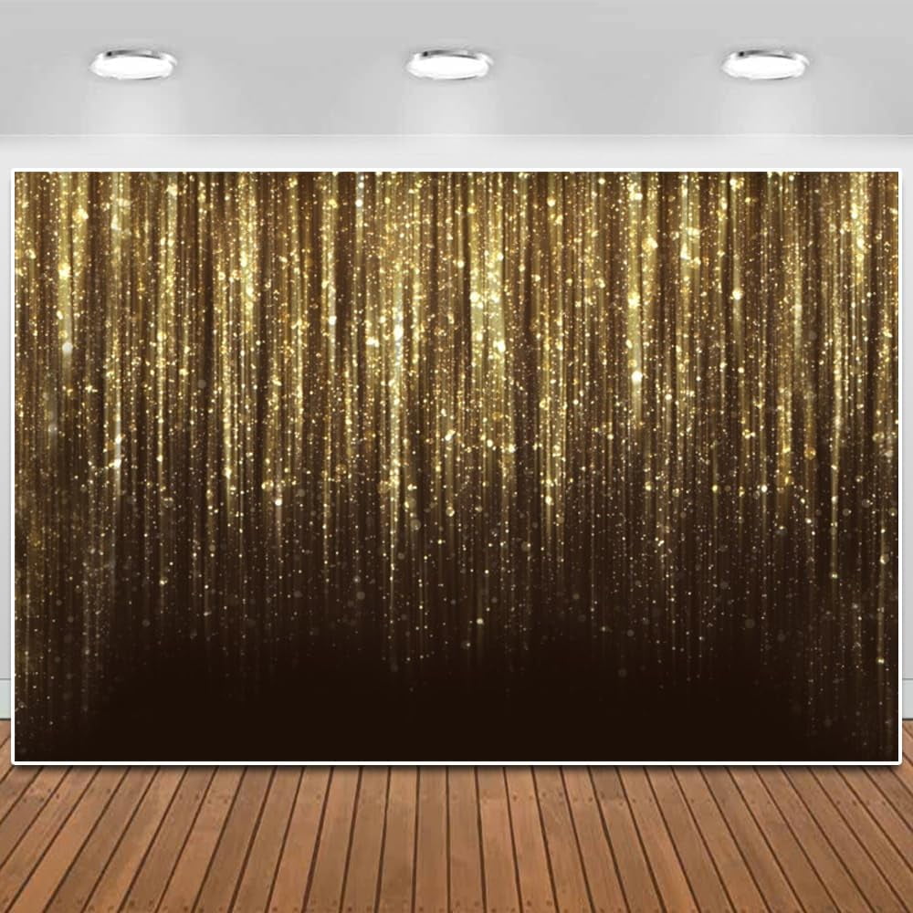 Black Gold Photo Backdrop Golden Spots Bokeh Sequin Birthday Party Decorations Supplies Banner ...