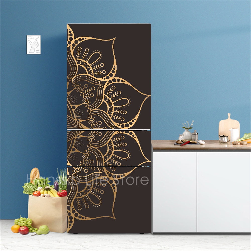 Black Gold Plants Leaf Fridge Mural Wallpaper Cover Self Adhesive PVC ...