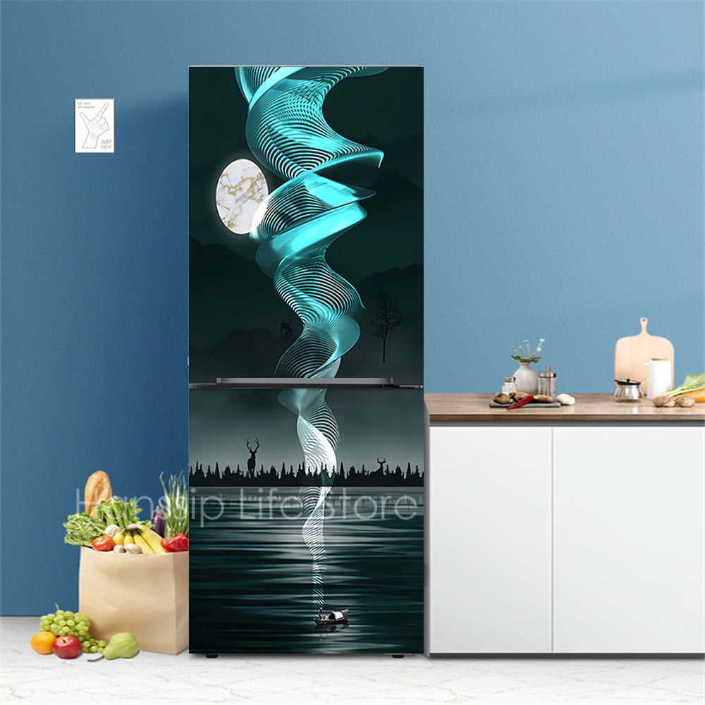 Black Gold Plants Leaf Fridge Mural Wallpaper Cover Self Adhesive PVC ...