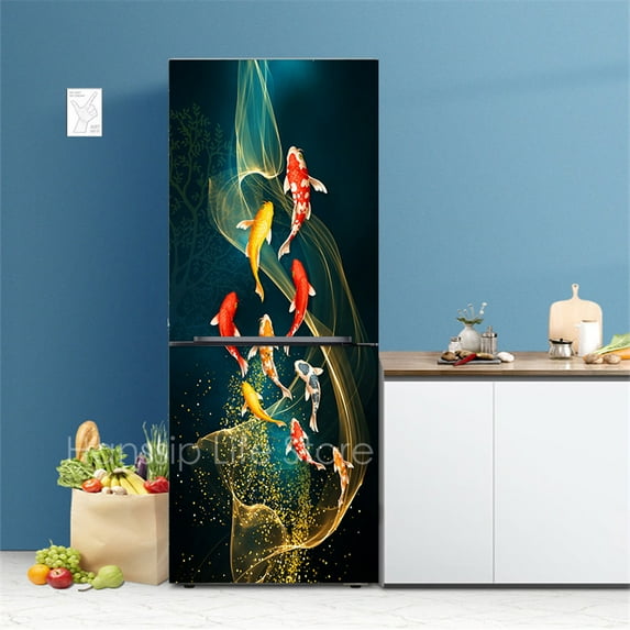 Black Gold Plants Leaf Fridge Mural Wallpaper Cover Self Adhesive PVC ...
