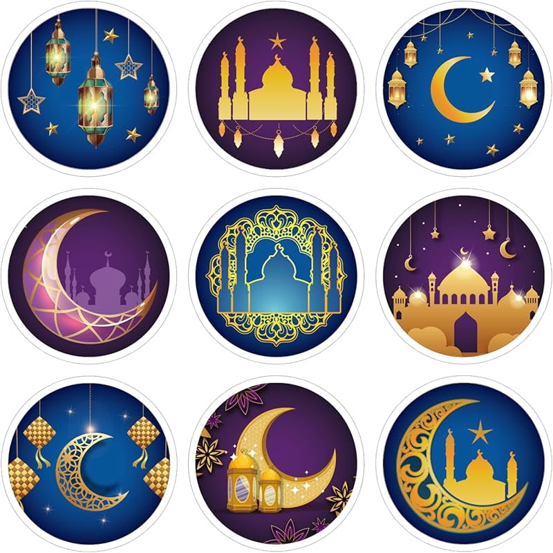 Black Gold Ramadan Stickers 180 Pcs Ramadan Black Gold Round Sticker ...