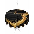 Black Gold Round Outdoor Tablecloth with Umbrella Hole Marble Luxury ...