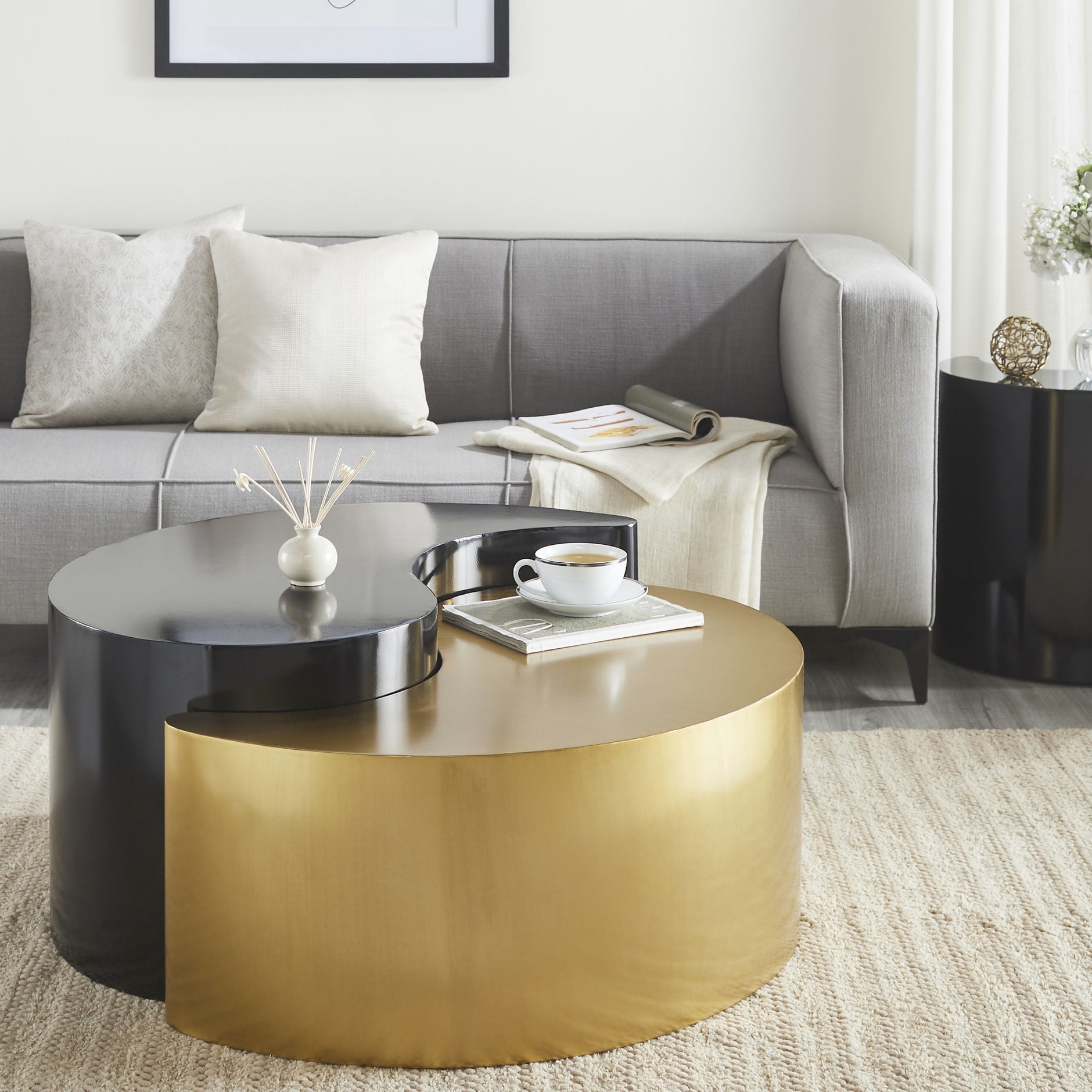 Black & Gold Round Table+Stable Structure”-“Primary Living Area+Enhance ...