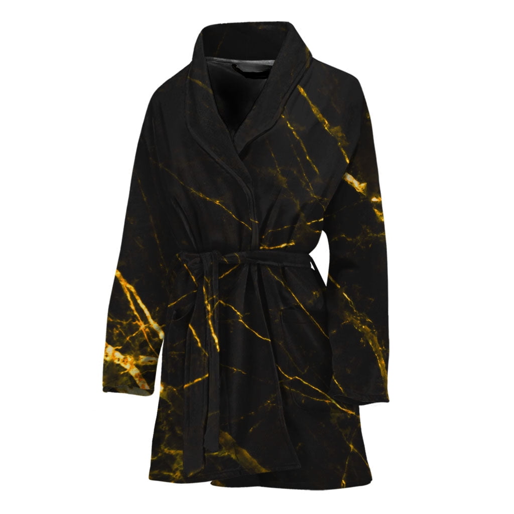Black Gold Scratch Marble Women Bathrobe One Size Univeral Fits Fashion ...
