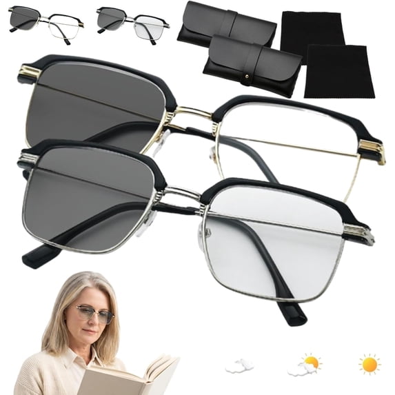 Black & Gold Semi-Rimless Crystal Clear Focus Reading Glasses for Men ...