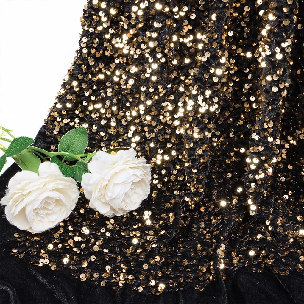 Black to Gold Sequin Fabric by The Yard 6 feet Sequin Velvet Fabric ...