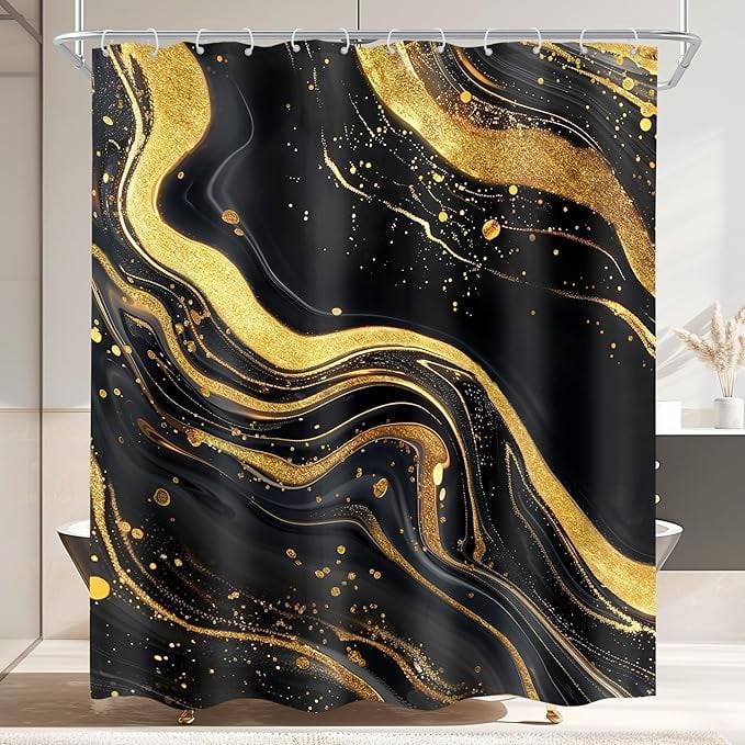 Black And Gold Shower Curtain
