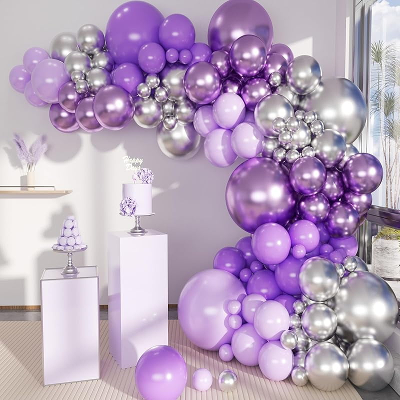 Black Gold Silver Balloons Garland Arch Kit, 141Pcs Latex Balloons ...