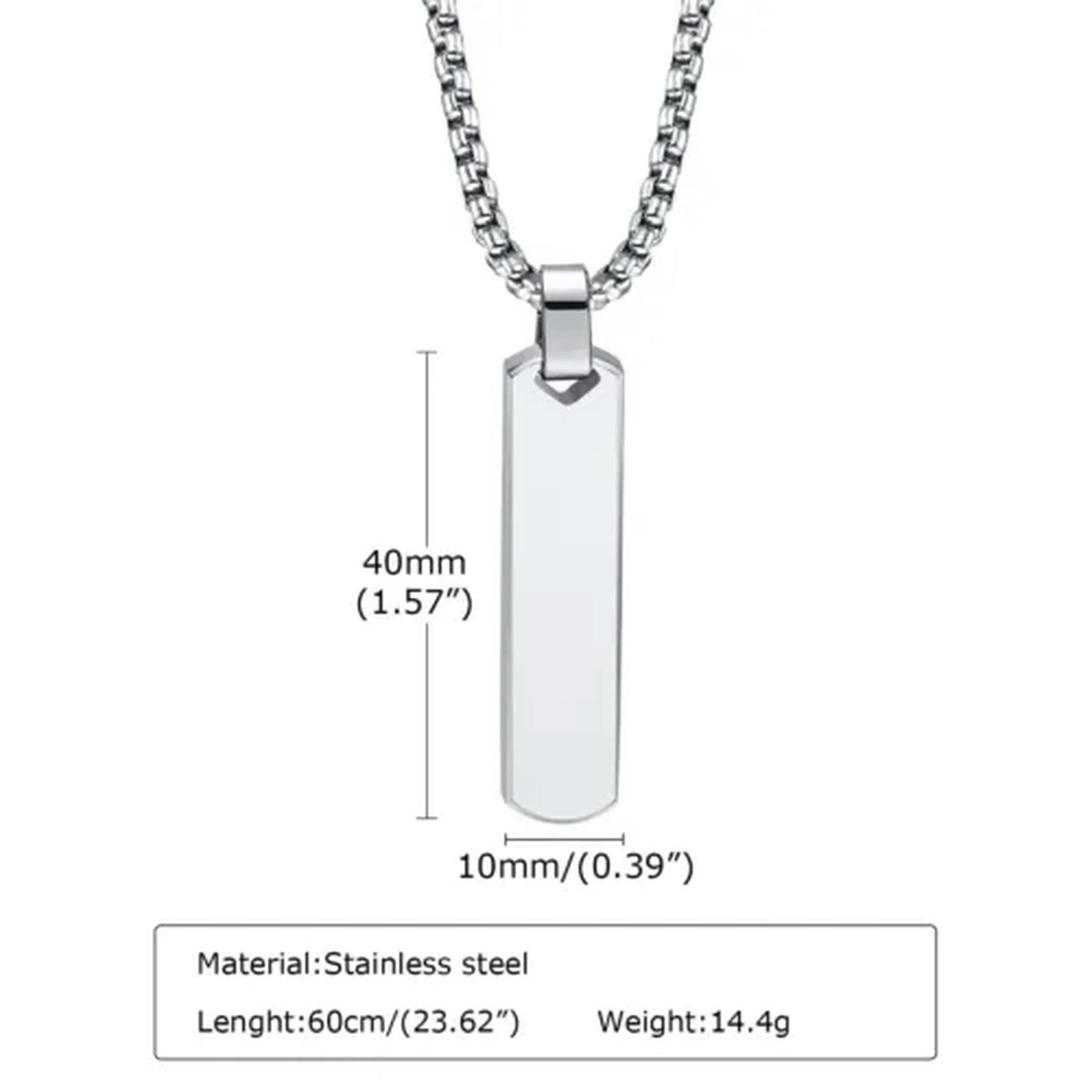 Black Gold Silver Blue Rectangle Pendant Necklace 316 Stainless Steel ...