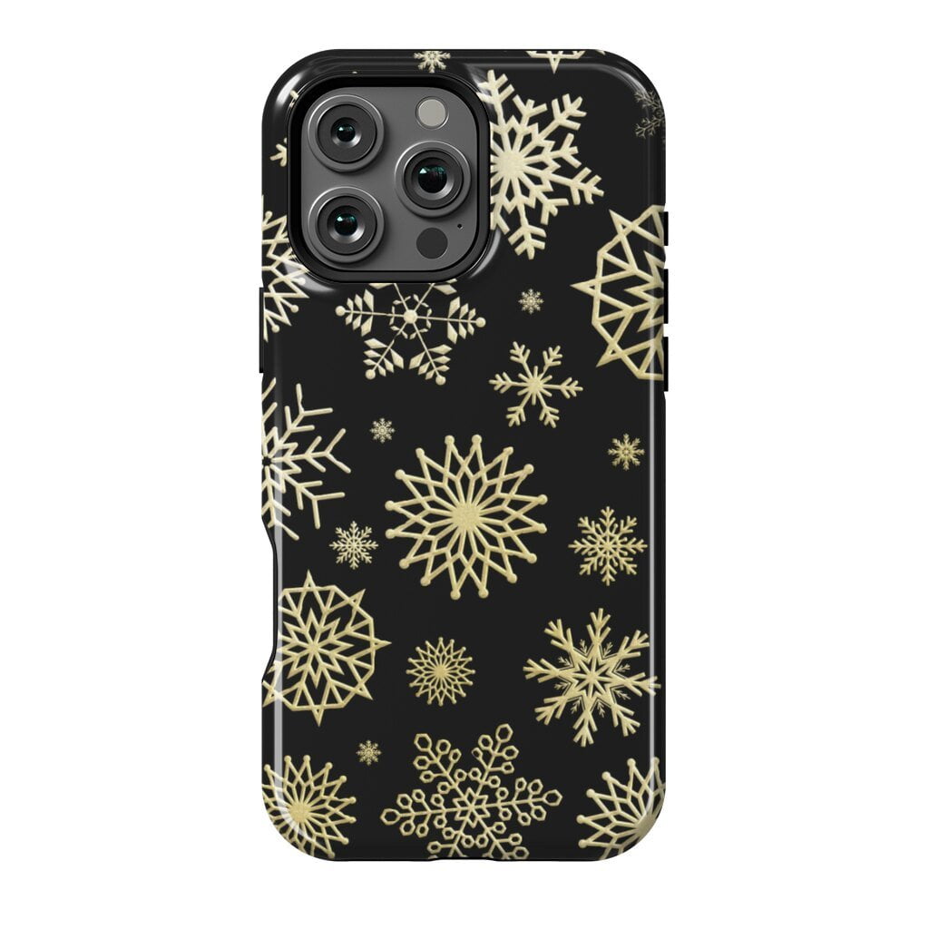 Black Gold Snowflakes Elegant Art For iPhone 11 to 17 Pro Max ...