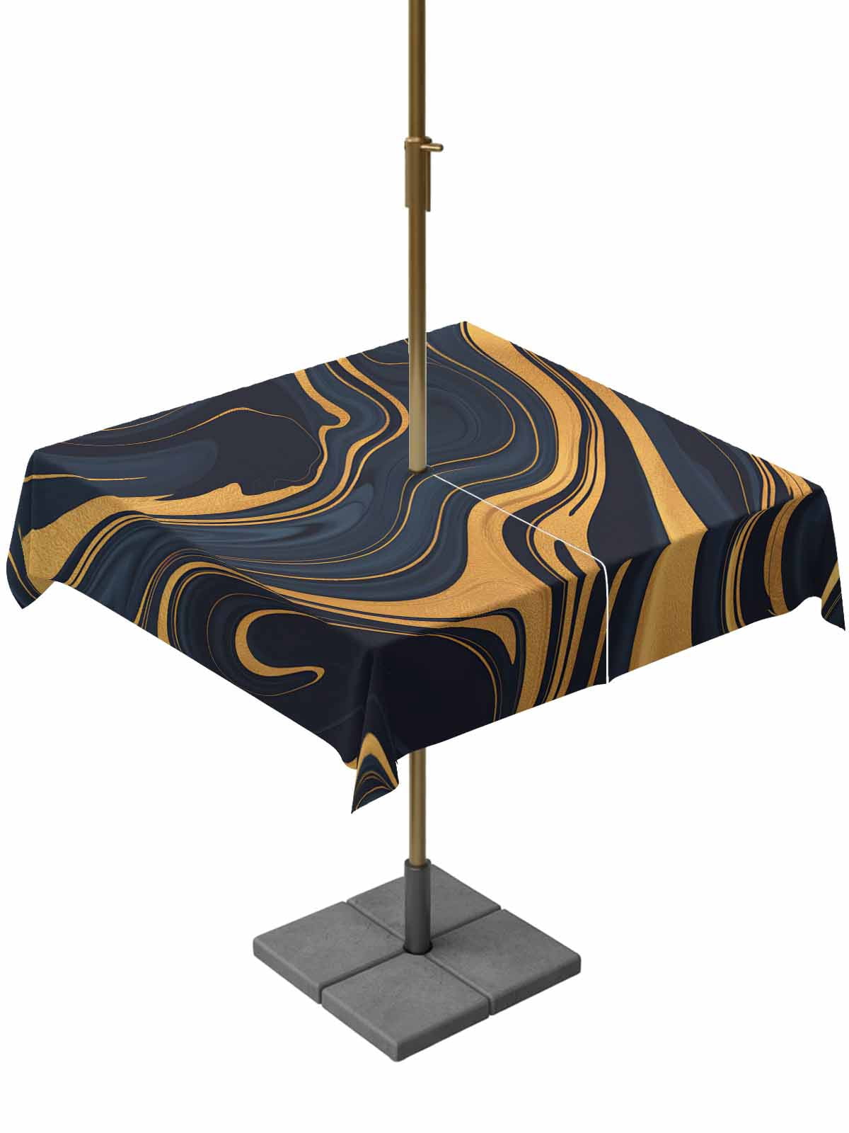 Black Gold Square Outdoor Tablecloth with Umbrella Hole Marble Textures ...
