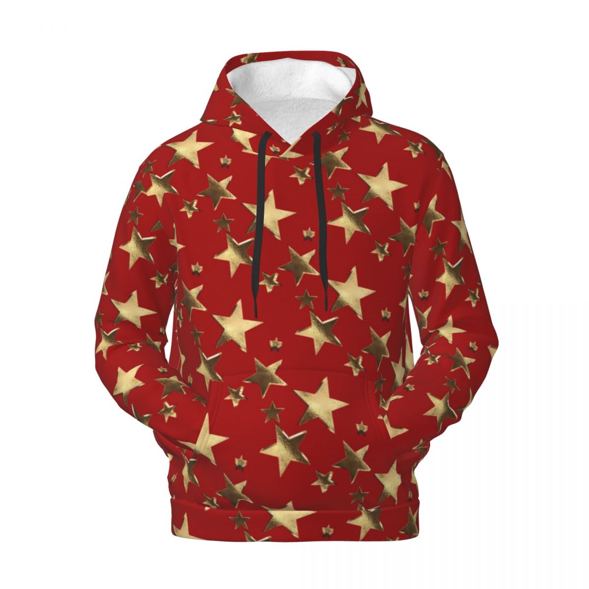 Black Gold Star Streetwear Hoodies Autumn Bright Shiny Print Casual ...