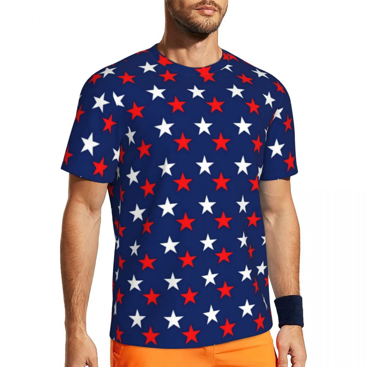 Black Gold Star T-Shirt Bright Shiny Print Harajuku T-Shirts Man ...