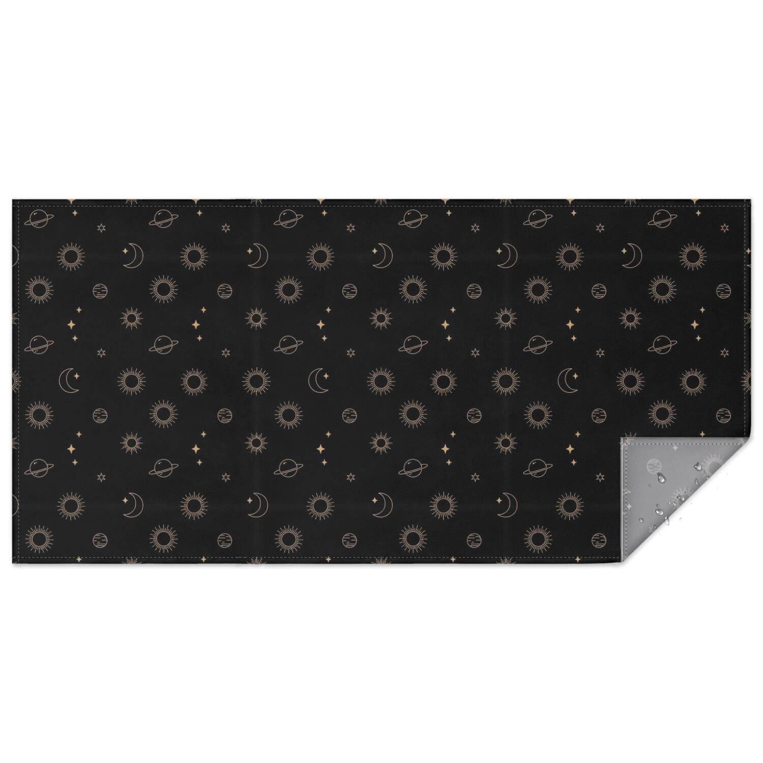 Black Gold Sun Moon Planet Pattern Rectangle Tablecloth 60"x120 ...