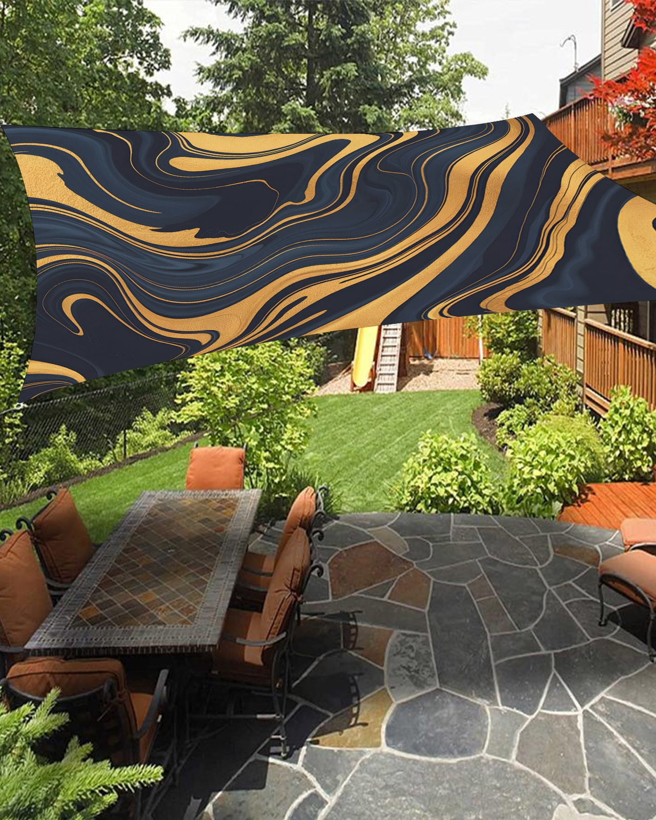 Black Gold Sun Shade Sail 14'X18' Marble Textures Abstract Art Modern ...