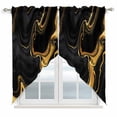 Black Gold Swag Curtain Valance for Window 2 Panels Marble Luxury ...
