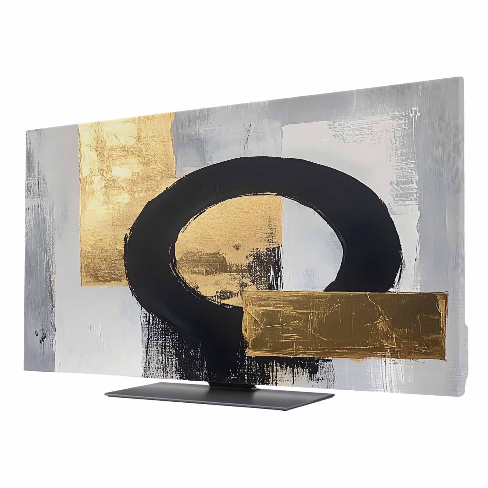 Black And Gold TV Dust Cover 55 Inch, round Watercolor Modern Abstract ...
