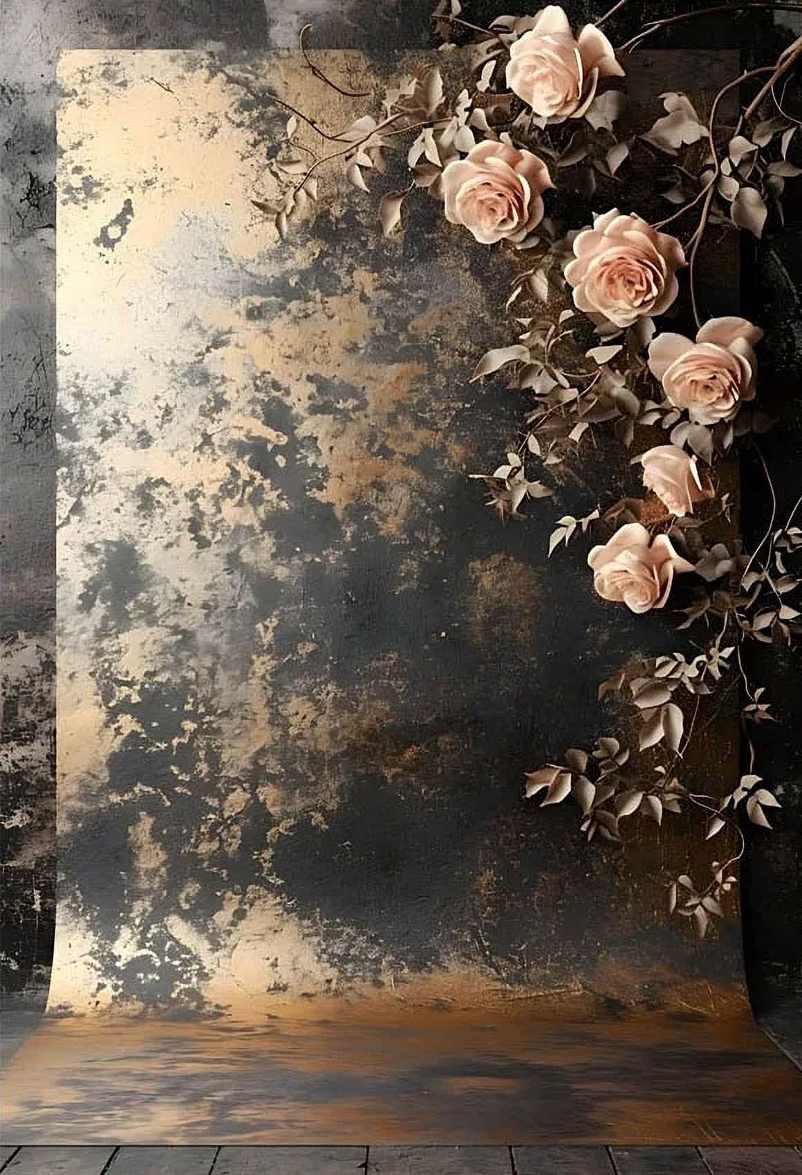 Black Gold Textured Floral Adult Birthday Wedding Maternity Portrait r ...