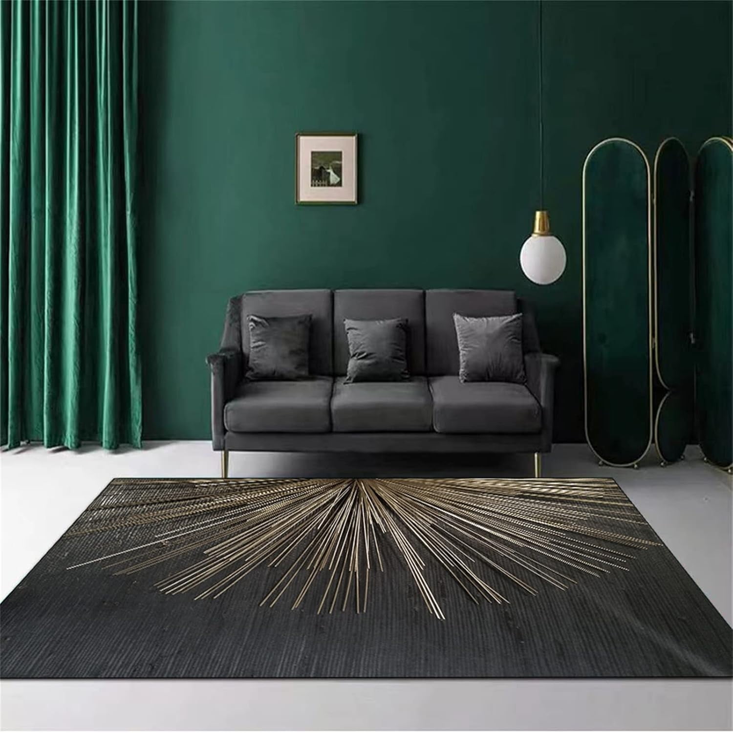 Black Gold Thread Area Rugs, Modern Nordic Apartment Carpet, Distressed ...