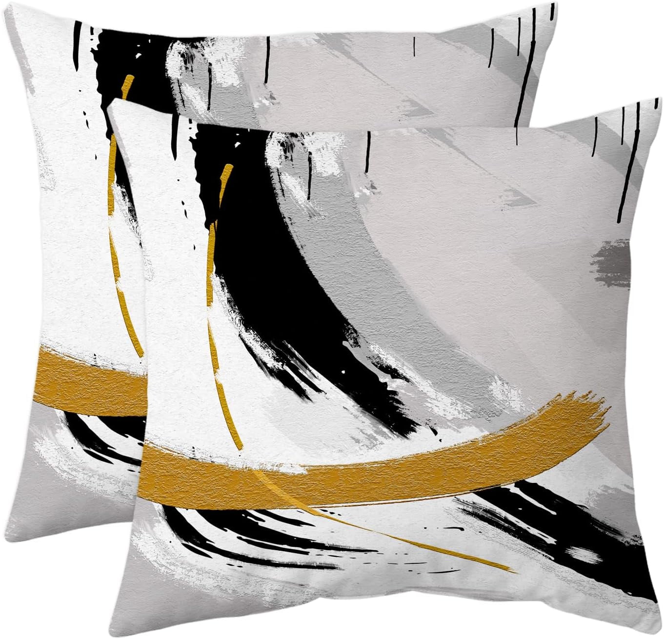 Black Gold Throw Pillow Covers 18 x18 inch Modern Abstract Art ...