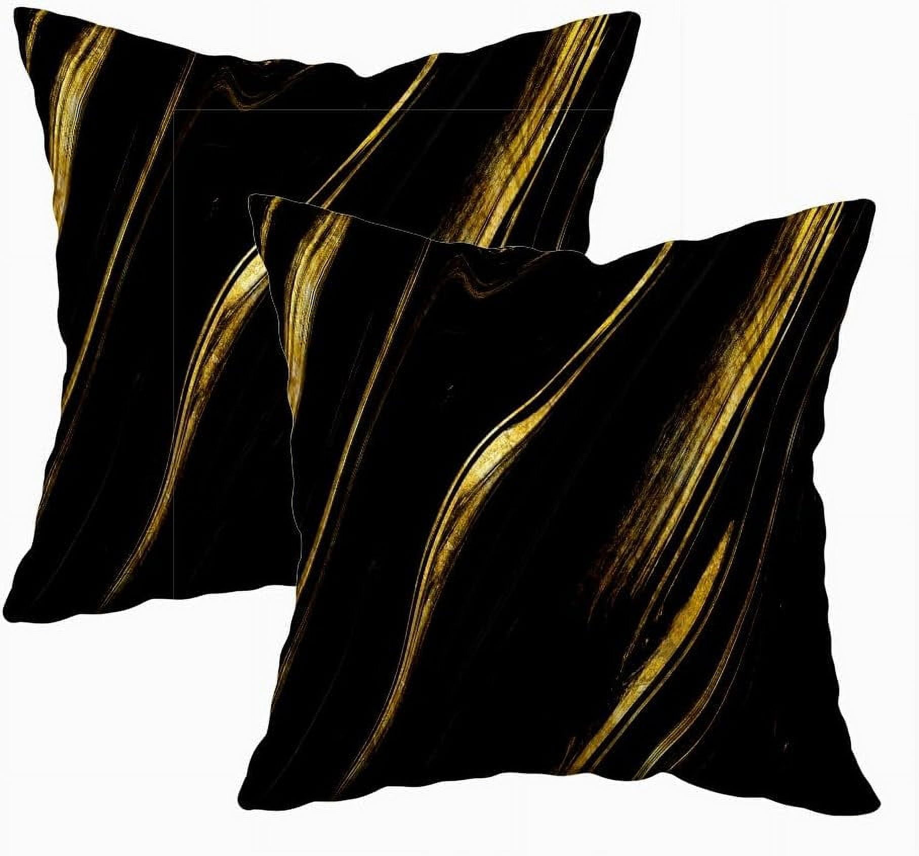 Black Gold Throw Pillow Covers,Modern Abstract Art Painting Throw ...