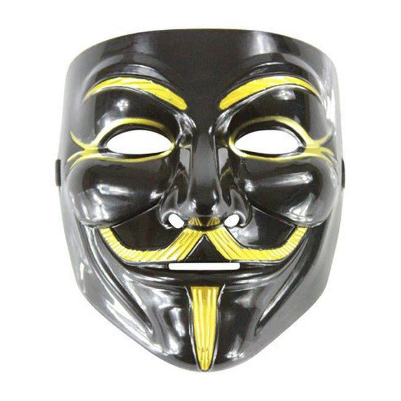 Black & Gold V for Vendetta Guy Fawkes Plastic Costume Mask - One Size ...