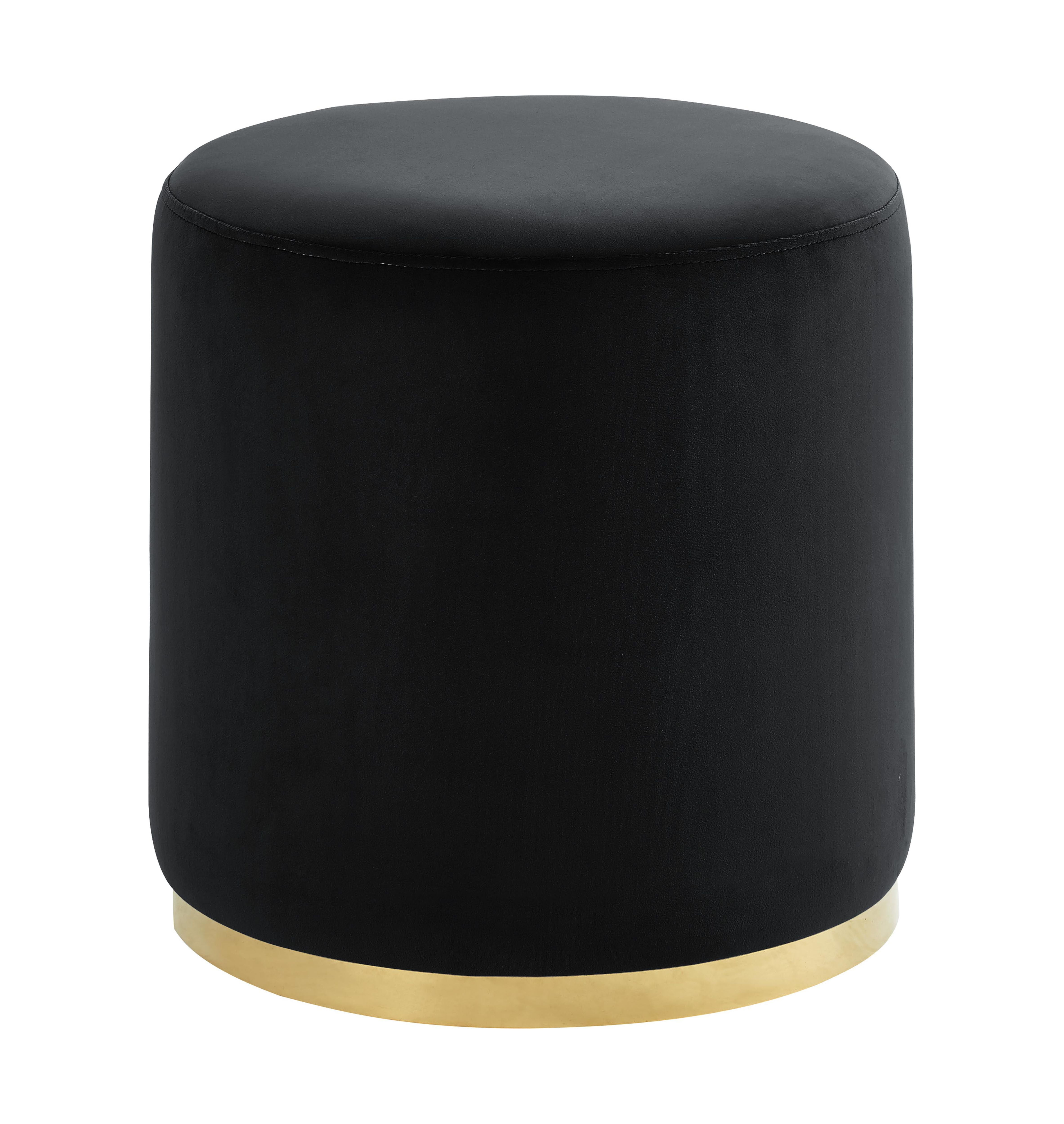 Black And Gold Velvet Round Ottoman