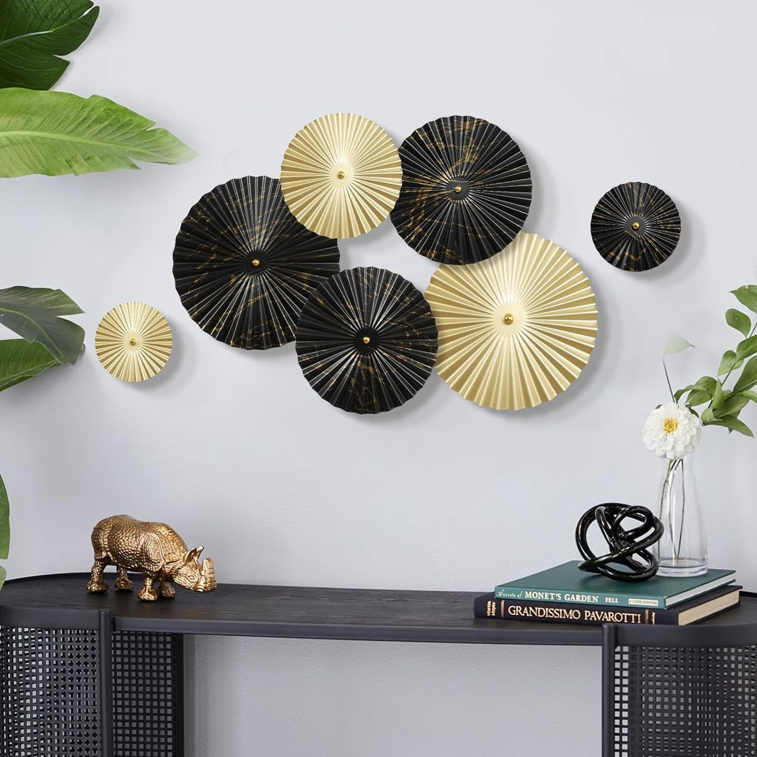 Black and Gold Wall Decor for Living Room, 7PCS Gold Metal Wall Art for ...