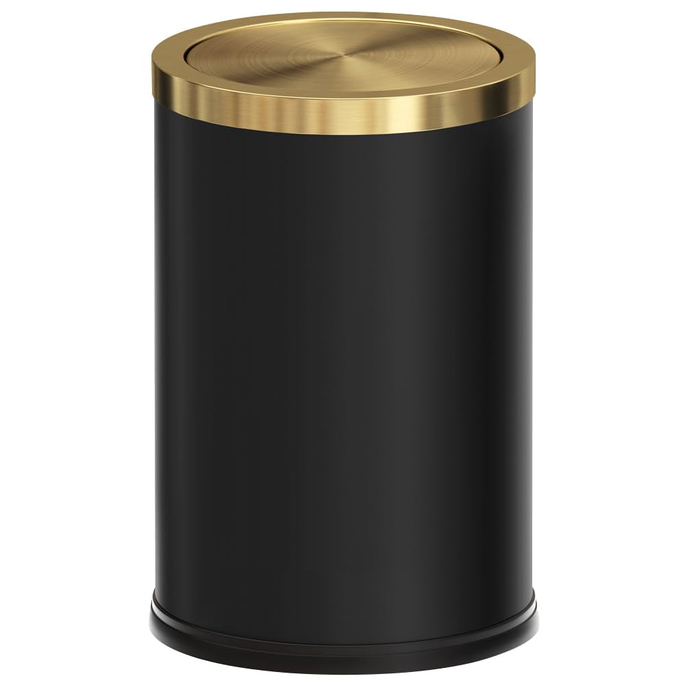 Black and Gold Wastebasket, Stainless Steel Small Gold Trash Can with ...