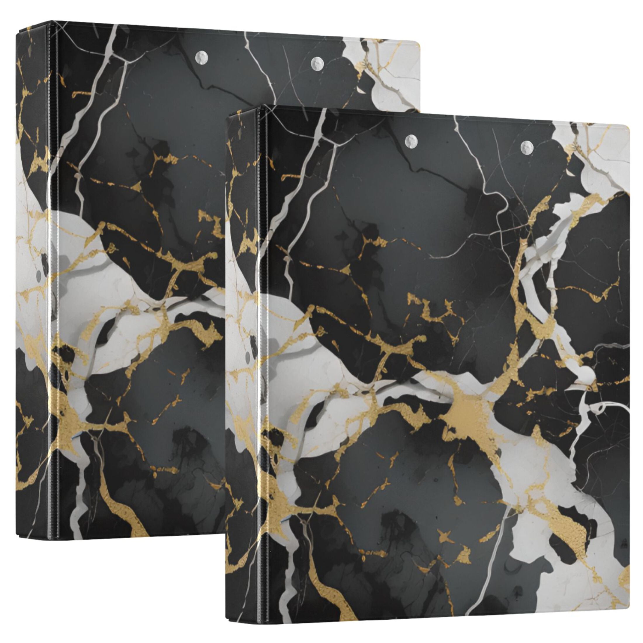 Black Gold White Marble 3 Ring Hardcover Binders 1.5" Round Rings for ...