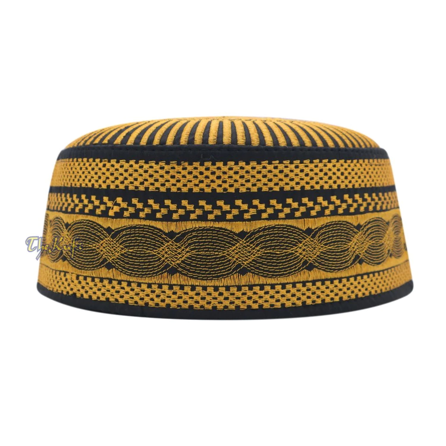 Black Gold-tone Embroidery Rigid Bugis Indonesian Muslim Peci Islamic ...