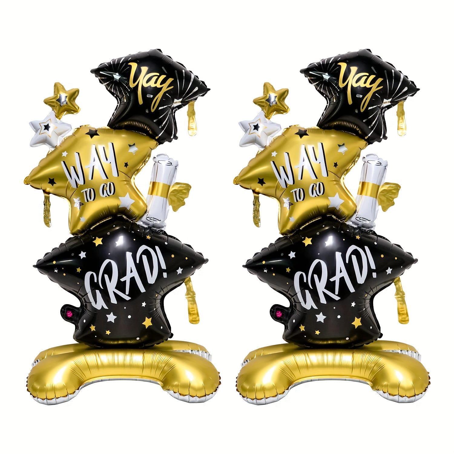 Black Golden Aluminum Foil Balloons, Graduation Standing Balloons And ...