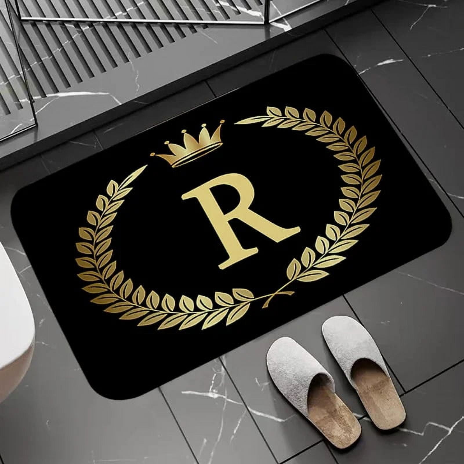 Black Golden Crown Letter Floor Mats Non-slip Kitchen Rug Doormat ...