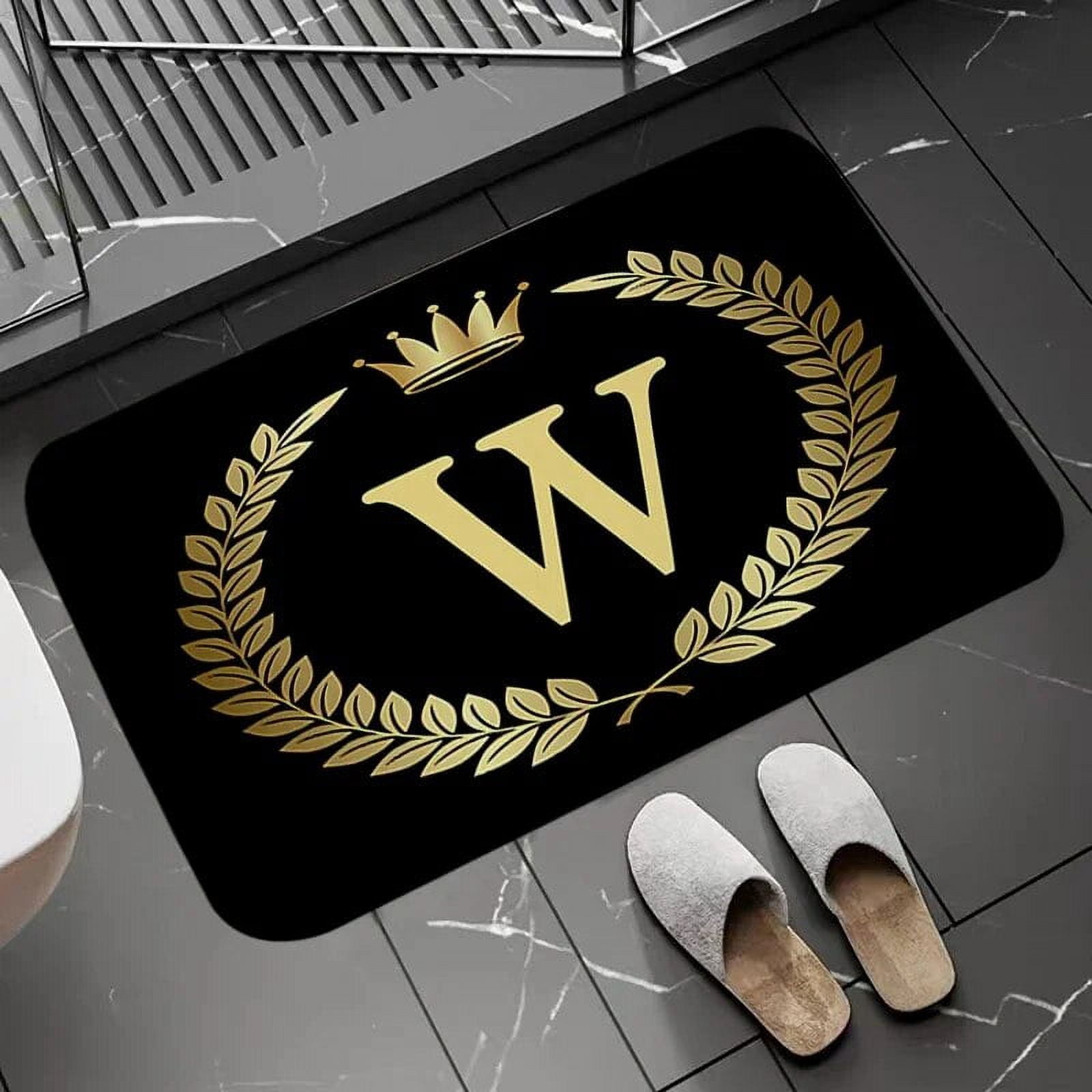 Black Golden Crown Letter Floor Mats Non-slip Kitchen Rug Doormat ...
