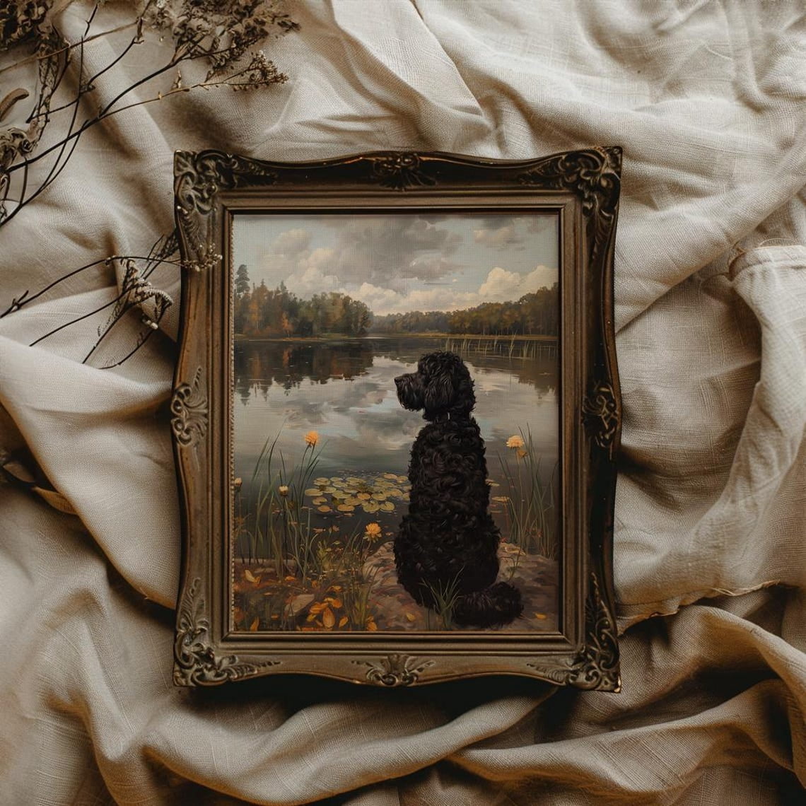 Black Golden Doodle Poster Labradoodle Poster Black Labradoodle Art ...
