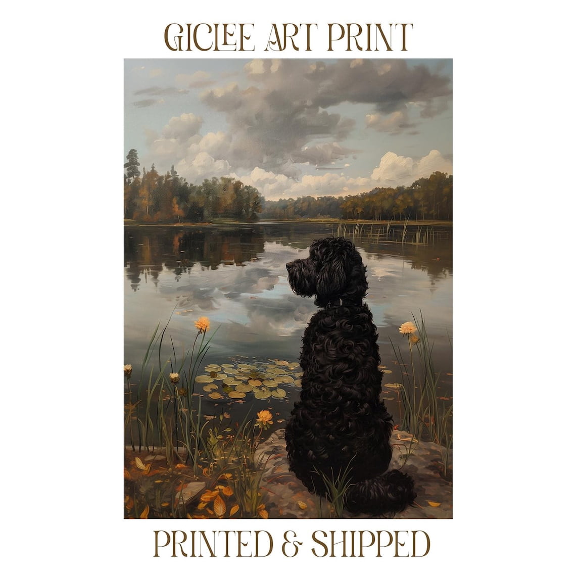 Black Golden Doodle Poster Labradoodle Poster Black Labradoodle Art ...