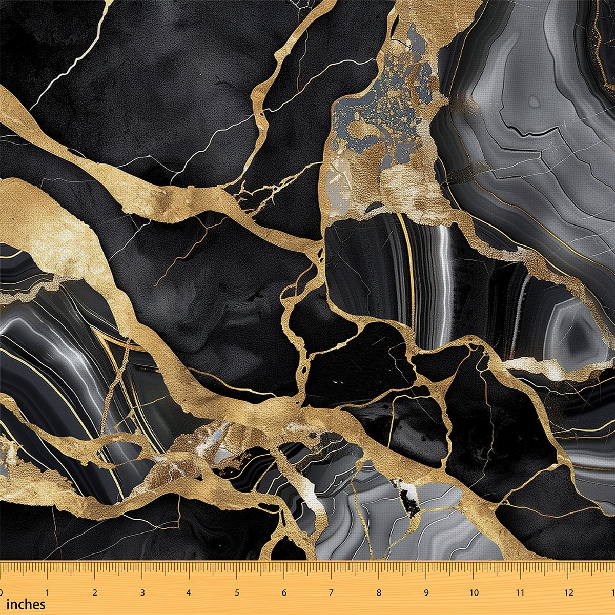 Black Golden Fabric By The Yard,Marble Texture Upholstery Fabric ...