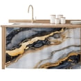 Black Golden Marble Cabinet Curtains 32"W x 55"L,Dustproof Sink Skirt ...