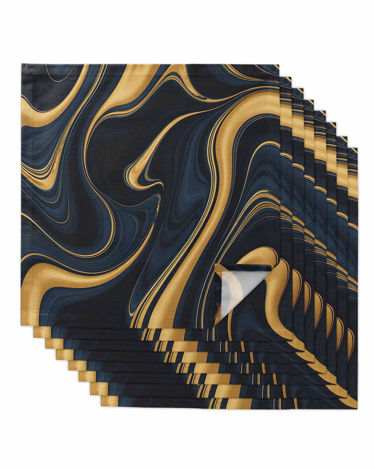 Black Golden Marble Cloth Napkins Set of 8 Reusable Dinner Napkins ...