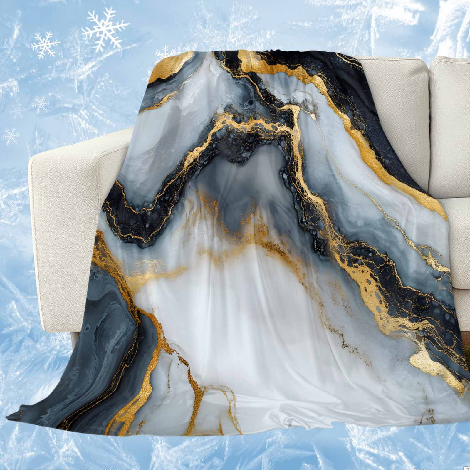 Black Golden Marble Cooling Blanket, Lightweight Breathable Summer ...