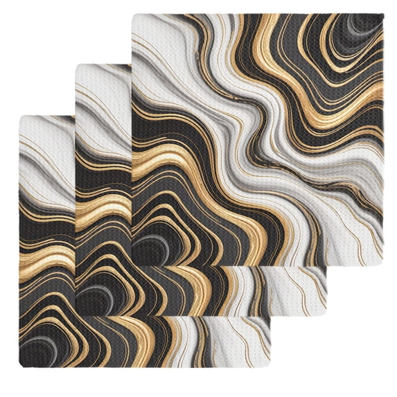 Black Golden Marble Kitchen Dish Towels for Drying Dishes Set of 3 ...