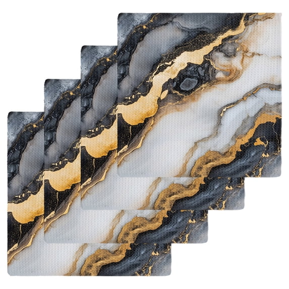 Black Golden Marble Kitchen Dish Towels for Drying Dishes Set of 4 ...