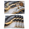 Black Golden Marble Placemats Set of 6, Cotton Linen Fabric Place Mats ...